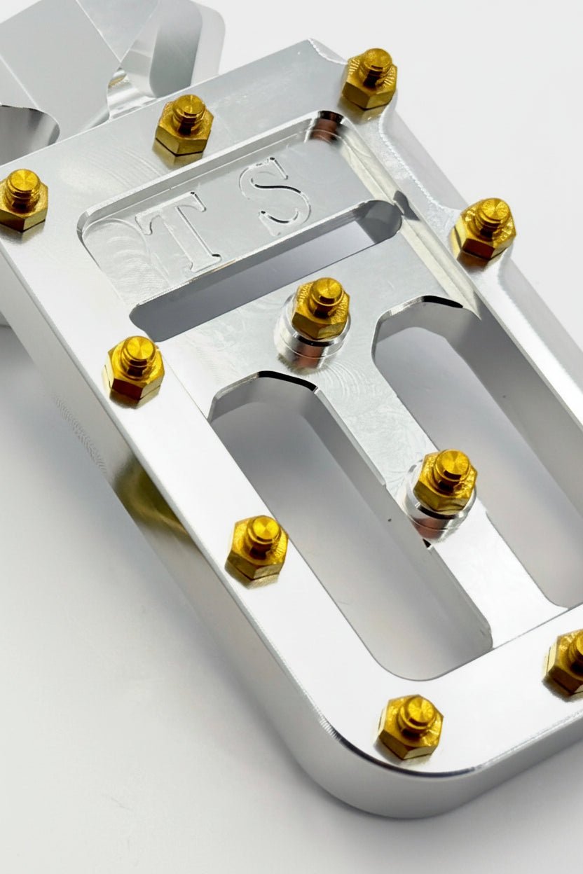TS Custom Foot Pegs w/ Titanium Grips for Surron and Most Light E-moto ...